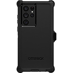 OtterBox Galaxy S22 Ultra Defender Series Case - BLACK, Rugged & Durable, with Port Protection, Includes Holster Clip Kickstand