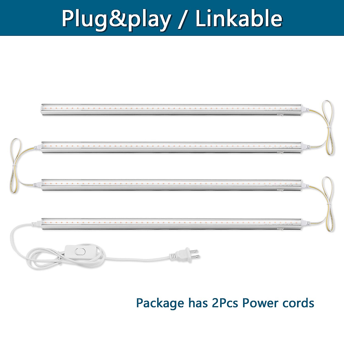 Barrina Grow Lights for Indoor Plants, Full Spectrum Sunlight, 1ft Plant Growing Lamp, LED Grow Light Bulbs, T5 Grow Light Strip, Plug and Play, Yellow, 4-Pack