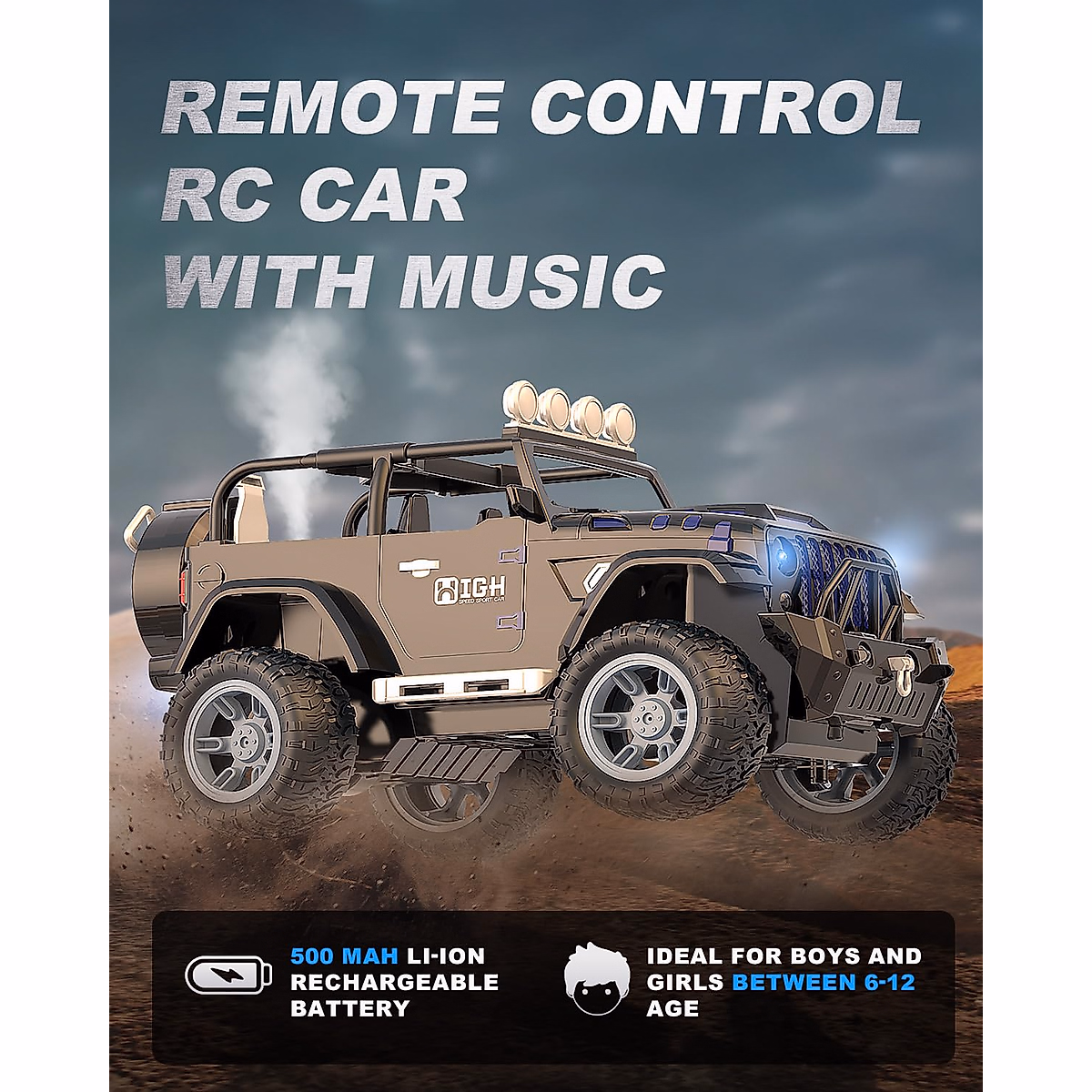 LYINSU Remote Control Car RC Racing Cars,1:18 Scale 2.4Ghz Auto Mode Rechargeable Rc Trucks,SUV Jeep Rc Cars Toys Gifts for Boys Kids Girls Teens (Black Remote Control car)