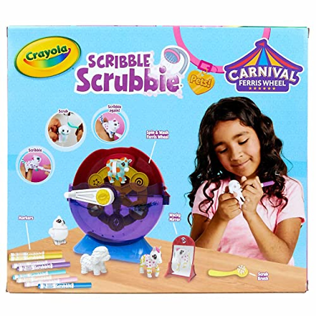 Crayola Scribble Scrubbie Pets Carnival Playset, Pet Grooming Toy, Animal Toys for Girls & Boys, Gift for Kids, Ages 3+