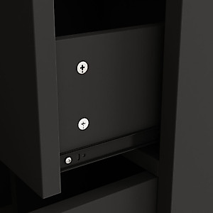 DiDuGo Reception Desk Front Desk Reception Counter, L Shaped Reception Room Table with Storage, Keyboard & Shelves and Drawer, for Salon Office Black (55.9”W x 32.3”D x 48.4”H)