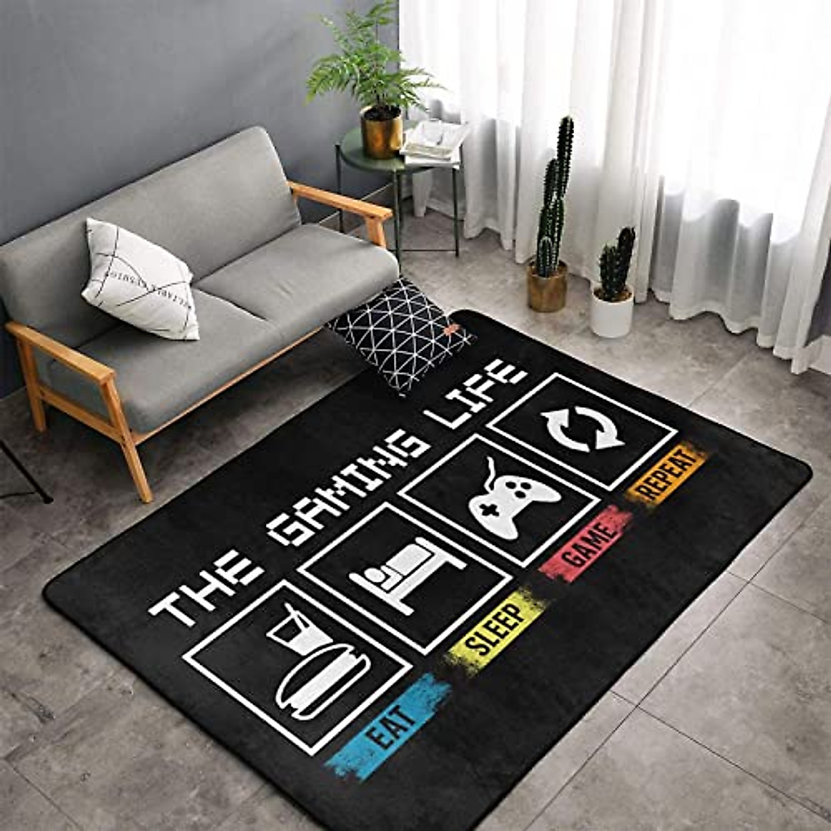 GAGNONLEE The Gaming Life Large Rugs Game Controller Floor Mat 3D Printed Modern Carpet for Gamer Bedroom Home Decor Non-Slip Area Rug 60 x 40 inch Style-4 60''x 40''（150x100cm）