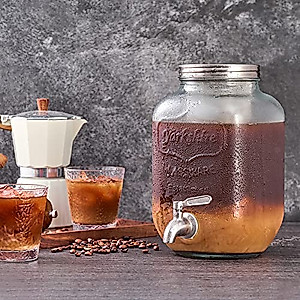 Hyperspace Cold Brew Pitcher, Cold Brew Maker, 1 Gallon Iced Coffee Maker, Cold Brew Mason Jar, Ice Tea Thick Glass Carafe with 3rd Generation Stainless Steel Mesh Filter