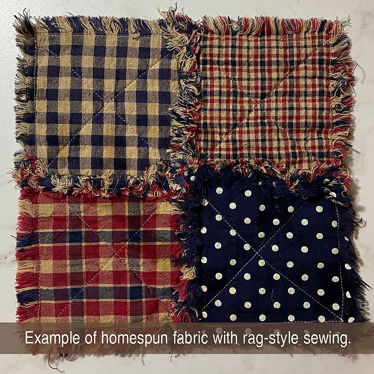 Americana Navy Blue Polka Dot Homespun Cotton Fabric by JCS - Sold by The Yard