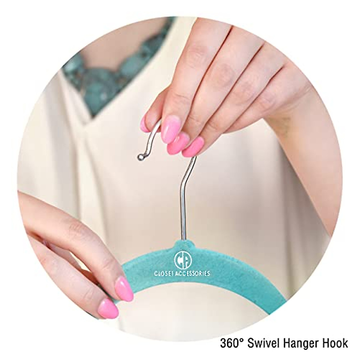 Velvet Hangers, Sturdy and Space Saving Hanger. Blue (Aque). 50 Pack