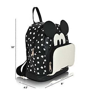 Mickey Mouse Premium Mini Backpack - Mickey Mouse Classic Double Strap 10 Inch Mini Backpack (Black Pink Mickey)