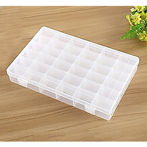 15/24/36 Grids Clear Plastic Storage Box Adjustable Bead Case Nail Art Tools Earring Jewelry Storage Organizer (White, 36-Grid)