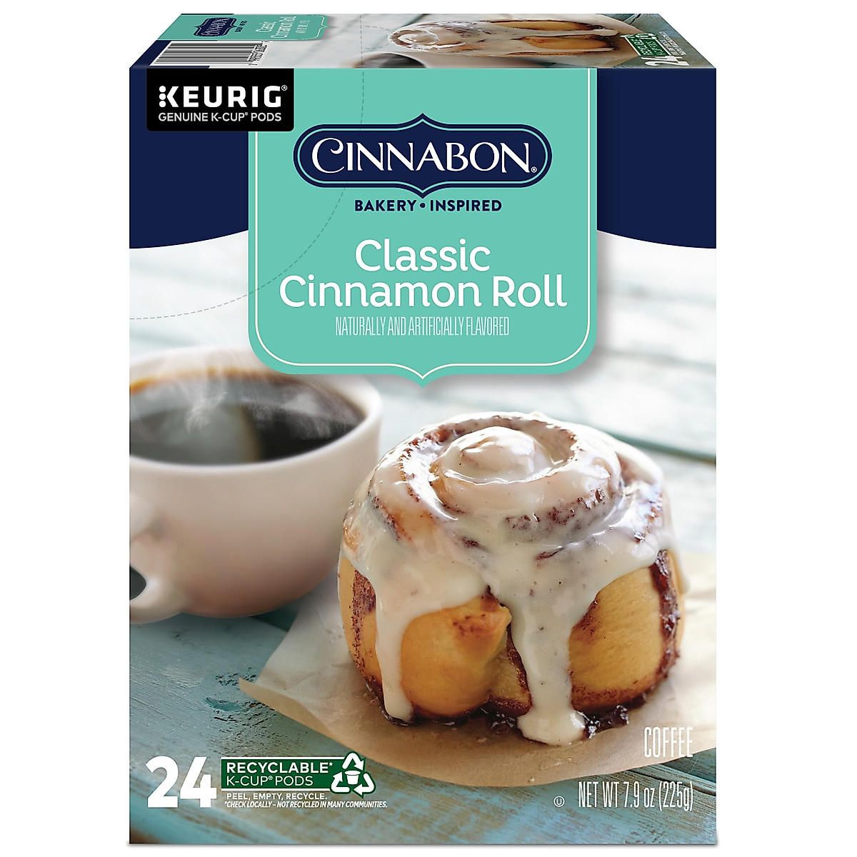 Cinnabon Classic Cinnamon Roll, Single-Serve Keurig K-Cup Pods, Flavored Coffee, 24 Count (Pack of 4)