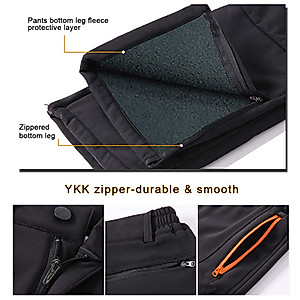 Gash Hao Mens Snow Ski Waterproof Softshell Snowboard Pants Outdoor Hiking Fleece Lined Zipper Bottom Leg (180Black, 32W x 32L)