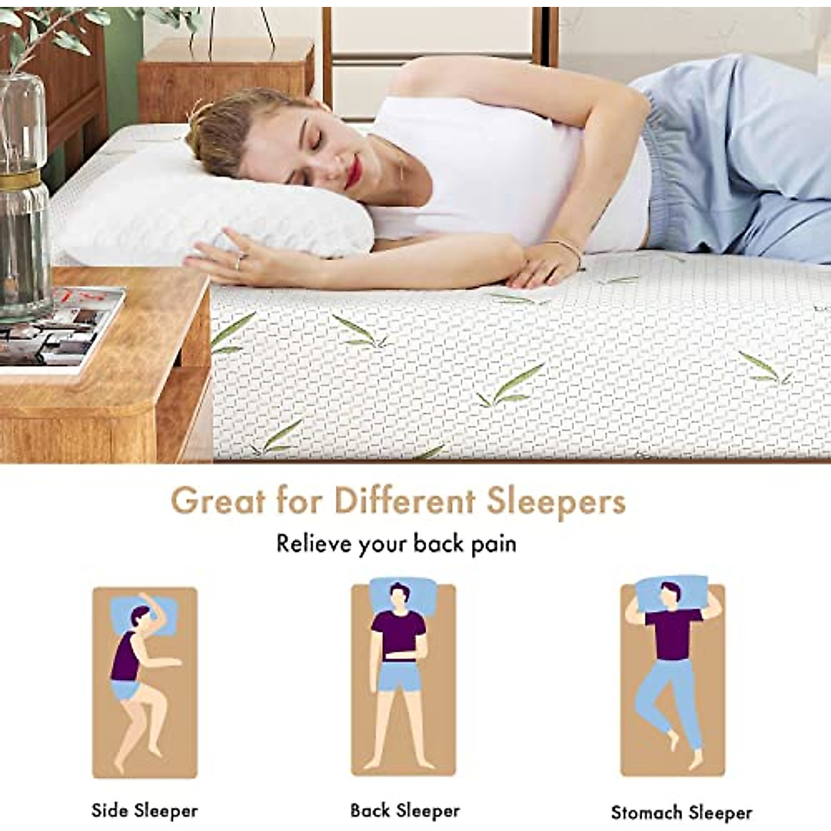 wOod-it Queen Mattresses, Memory Foam Mattress Queen Size Bed in a Box Cooling Gel Medium Firm CertiPUR-US (10 Inch)