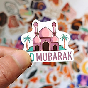 100 Pcs Ramadan and Eid Stickers, Ramadan Mubarak Eid Mubarak Stickers for Kids and Adult, Islamic Ramadan Karrem Stickers for Home Decorations Gift Bags Laptop Skateboard Water Bottles Scrapbook