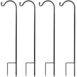 Sorbus® Shepherd's Hooks - Set of 4 Extendable Garden Planter Stakes for Bird Feeders, Outdoor Décor, Plants, Lights, Lanterns, Flower Baskets, and More! Heavy Duty - Up to 6.5 Lbs. (4 Pack)