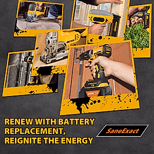 SaneExact [4 Pack] 20V 6.0Ah Replacement Battery for Dewalt 20V Max Batteries Compatible with Original Charger and DCD/DCF/DCG/DCS Series Cordless Power Tools DCB206 (4 PC)