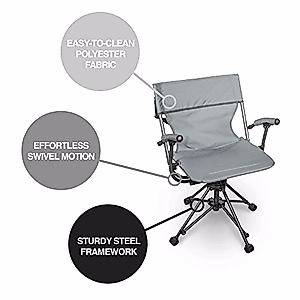 Zenithen Outdoor 360 Degree Portable Lawn Swivel Camping Bag Chair w/Arms, Smoke Grey