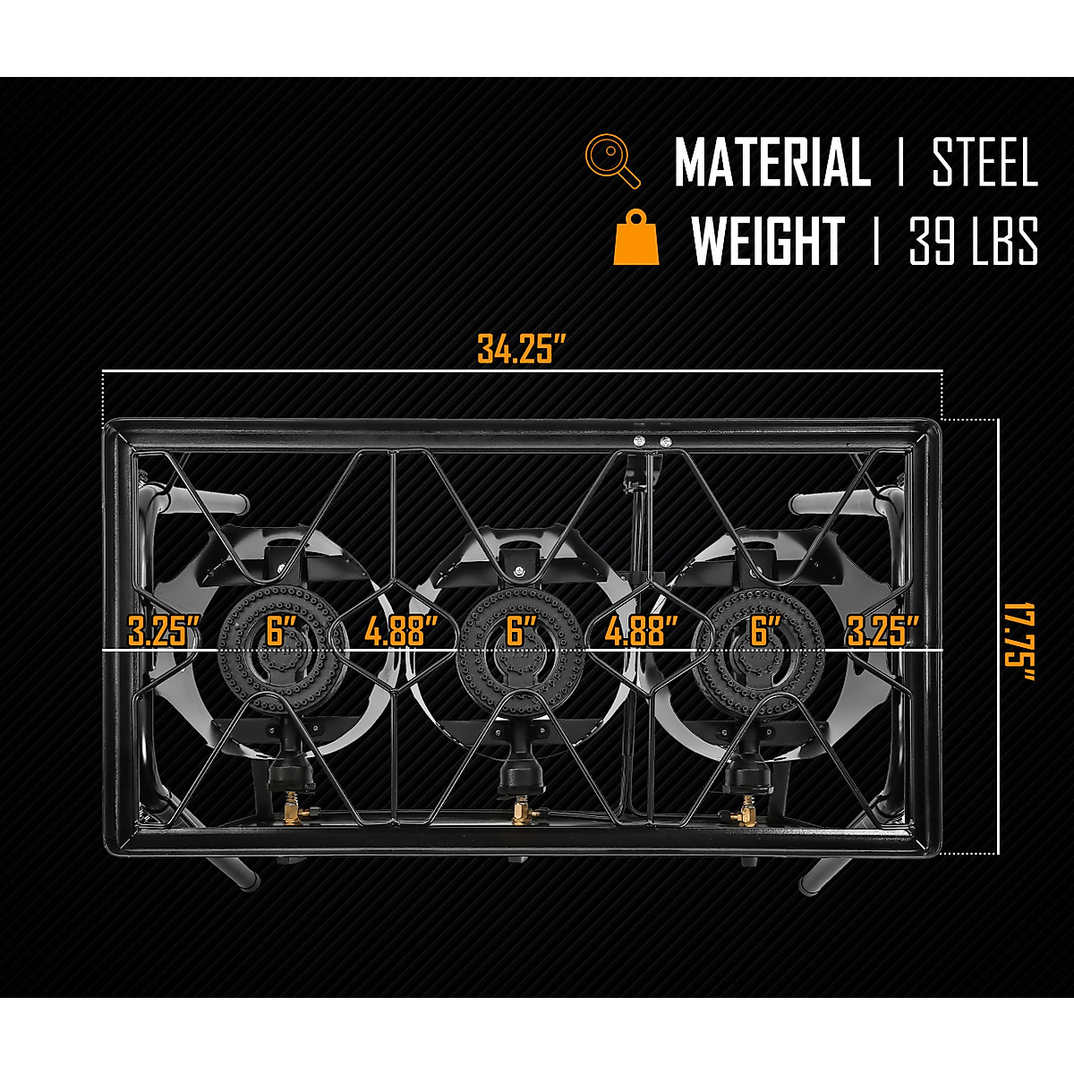 Concord Triple Burner Outdoor Propane Stove Cooker w/Regulator, 3 Burner Stove Brewing Supply