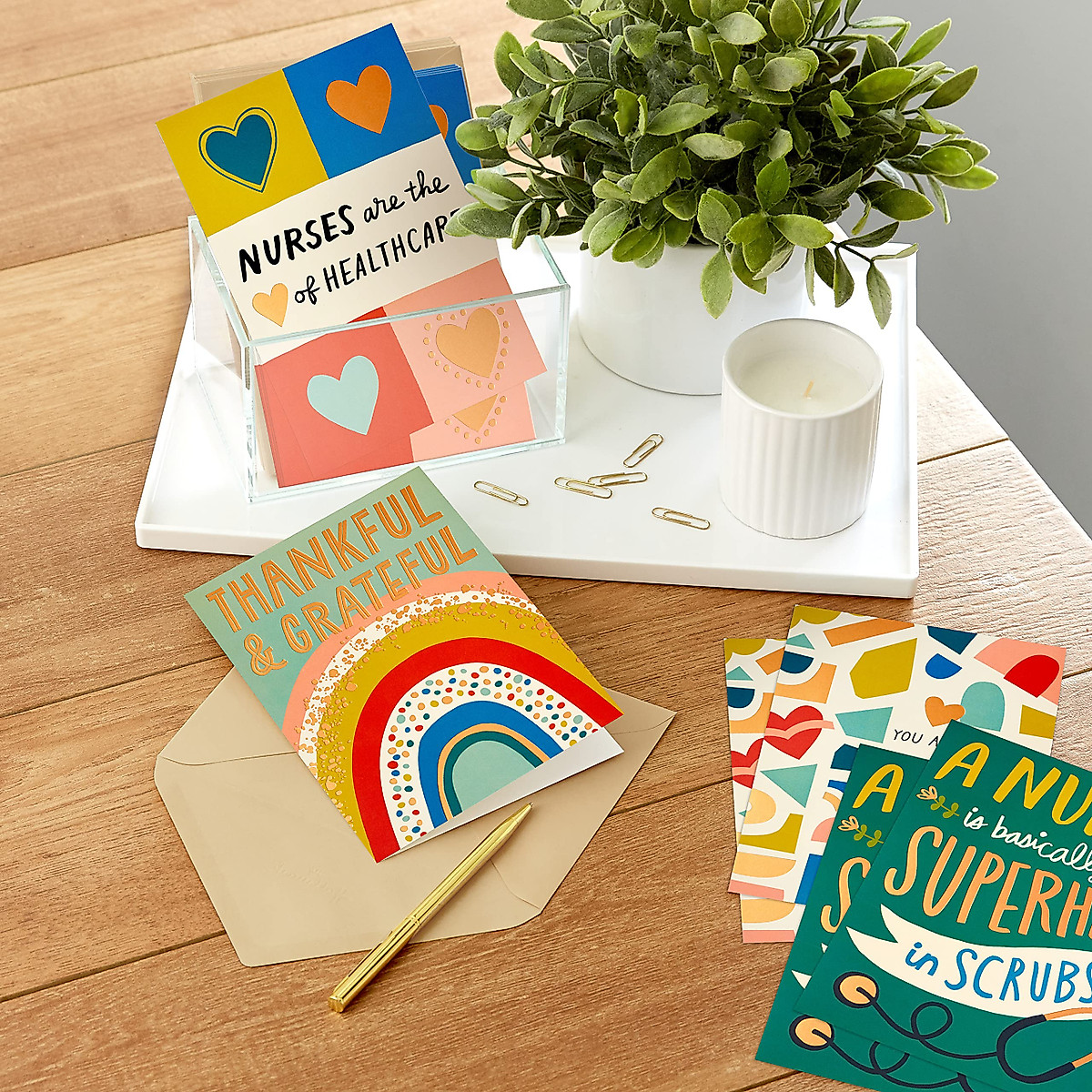 Hallmark Thank You Cards Assortment, Nurses are Superheros (16 Thank You Notes with Envelopes) for Nurses Day, Caregivers, RN, LPN, Travel Nurse, Healthcare Workers
