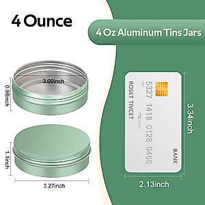 YQ 24 Pack 4 oz Tins Aluminum Metal Tins with Lids Empty Round Salve Tins Container Food Storage Container 4oz Tins with Lids for Salve,Cosmetic, Lip Balm,Candle,Candy(Green), 24004