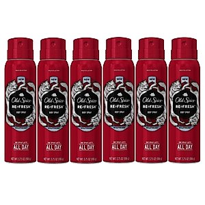 Old Spice Wild Collection Re-Fresh Deodorant Body Spray, Wolfthorn 3.75 oz (Pack of 6)6