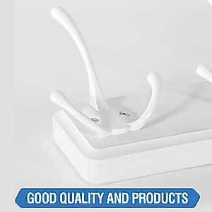 FANYITY Farmhouse Coat Rack Wall Mount with Pine Wood Planks and 5 Triple Hooks for Hanging Jackets and Coats, Coat Hanger Wall Mount for Hallway Entryway (Coat Rack-White)