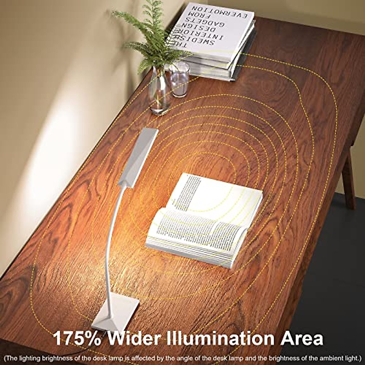 MONGERY LED Desk Lamp, Eye-Caring Table Lamps with USB Charging Port,7 Brightness Levels & 5 Color Modes,Touch Control and Memory Function,7W Flexible Gooseneck Reading Lamp for Home Office, White
