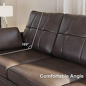 HONBAY Faux Leather Sectional Sofa Couch Set L Shaped Couch Sofa Set for Living Room Reversible Sofa Sectional with Storage Ottoman for Small Apartment (Sectional+Hydraulic Rod Ottoman)