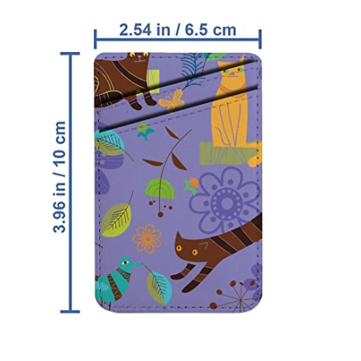 Diascia Pack of 2 - Cellphone Stick on Leather Cardholder ( Cats Birdie Flowers Butterflies Pattern Pattern ) ID Credit Card Pouch Wallet Pocket Sleeve