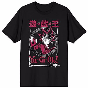Yu-Gi-Oh! Burgundy and White Design Men’s Black Graphic Tee-XXL