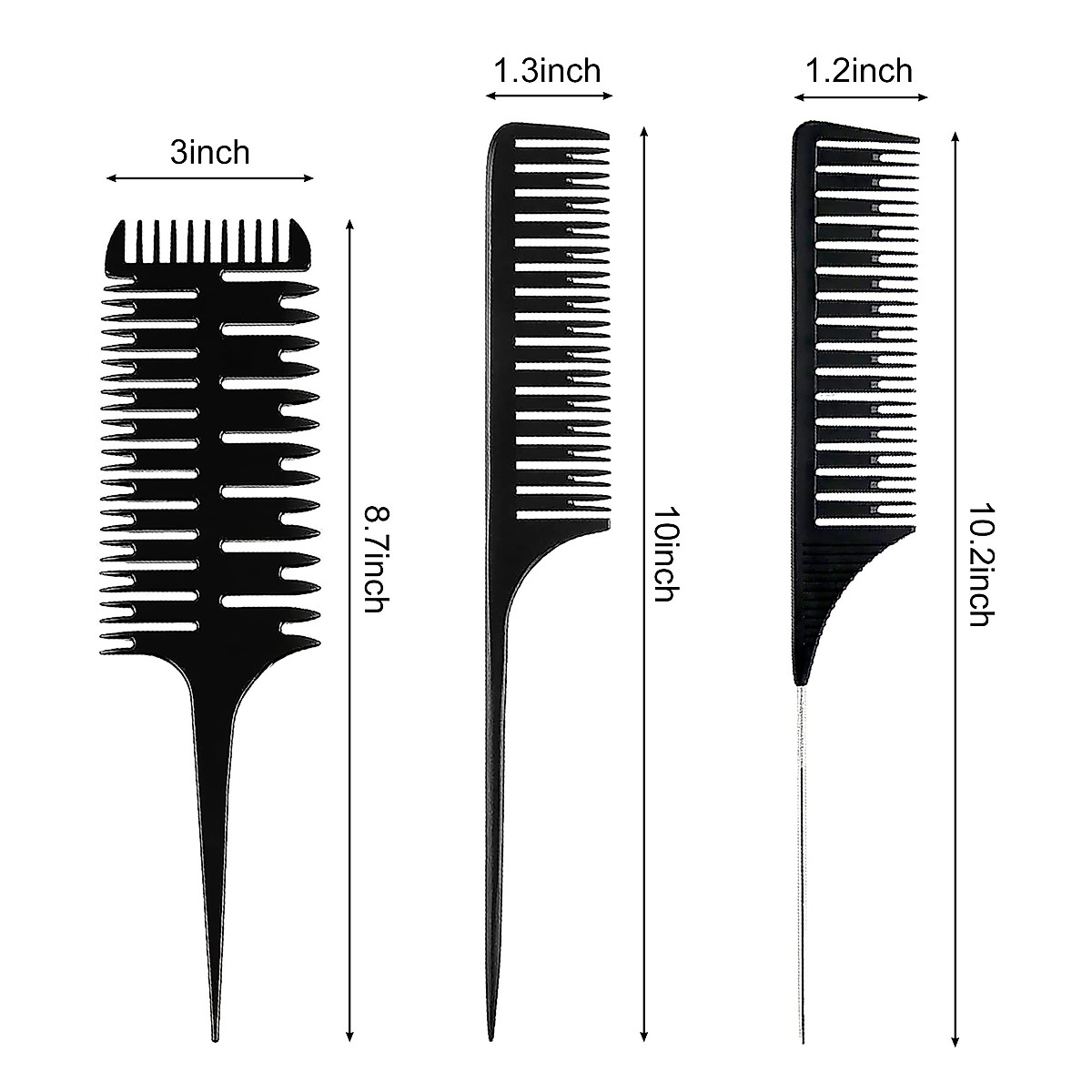 1st Choice Professional Hair Combs for Women Styling Hair Combs Plastic Weaving Combs for Highlighting,3-Way Weaving & Sectioning Foiling Comb for Hair Coloring, Highlighting, Balayage