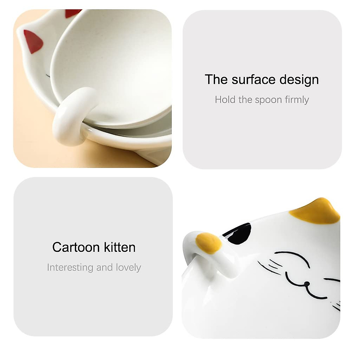 Cat Spoon Rest, Ceramic Cute Spoon Holder Rest for Stove Top, Cat Kitchen Accessories, Stove Holder Utensil Spoon Rest for Kitchen Counter (Yellow)