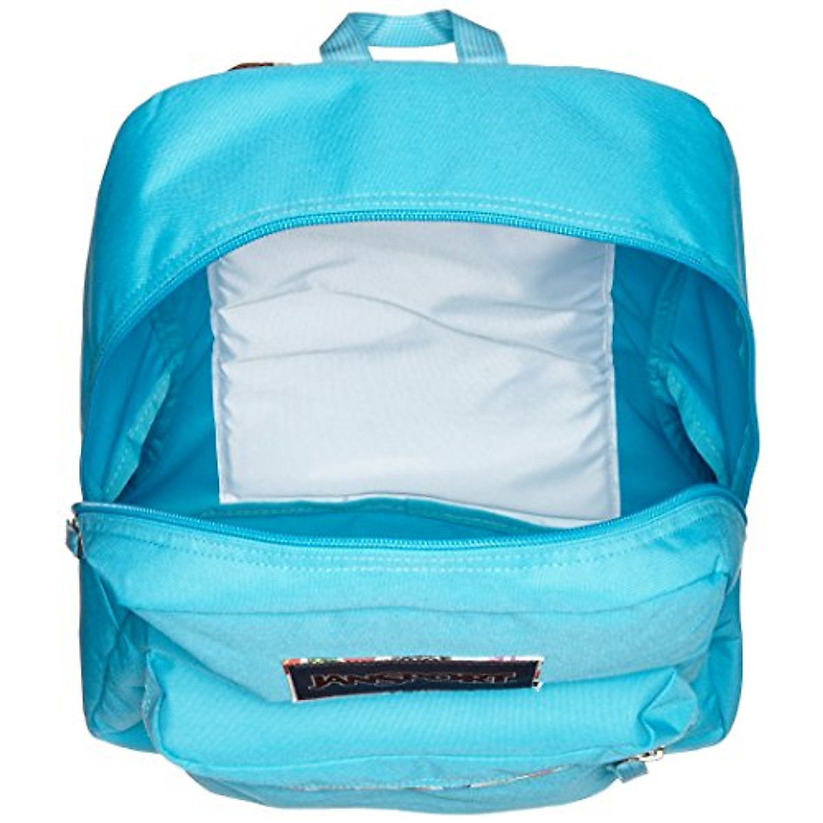 JanSport Mens Classic Mainstream High Stakes Backpack - Mammoth Blue/Multi Stickers / 16.7"H X 13"W X 8.5"D