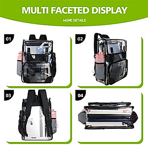 ZYSPMUYE Clear Backpack Heavy Duty Thickened PVC Transparent Backpack, School Backpack For Girls And Boys/Kids high capacity see through backpacks (Black)