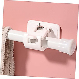DOITOOL 6pcs Nail-Free Towel Bar Clip Wall Mount Clothes Rack Curtain Hooks Shower Curtains Hooks Nail Free Curtain Rod Hooks Adhesive Nail Free Adjustable Curtain Rod Holder Rod Support