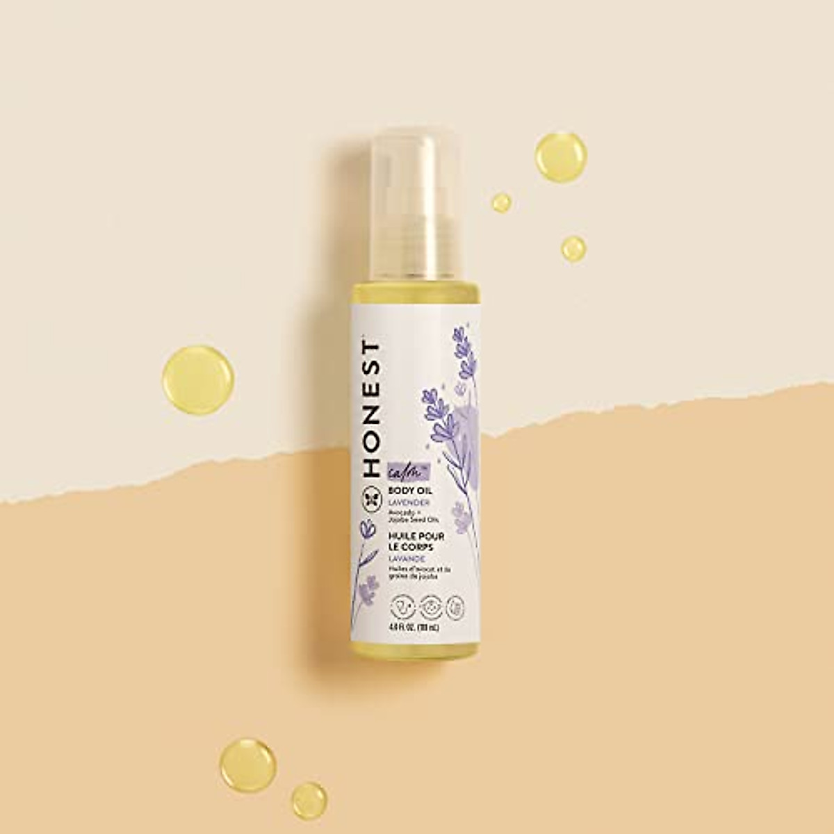 The Honest Company Lavender Infused Calming Body Oil | Gentle for Baby | Organic, Plant-Based, Hypoallergenic | 4.0 fl oz