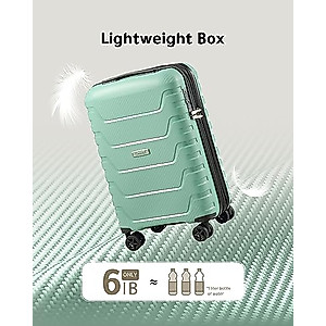 LUGGEX Carbon Fiber Pattern 24 Inch Luggage with Spinner Wheels- Impact-Resistant PP Material - High Rebound Toughness & Anti-Explosion Zipper (Green Luggage)