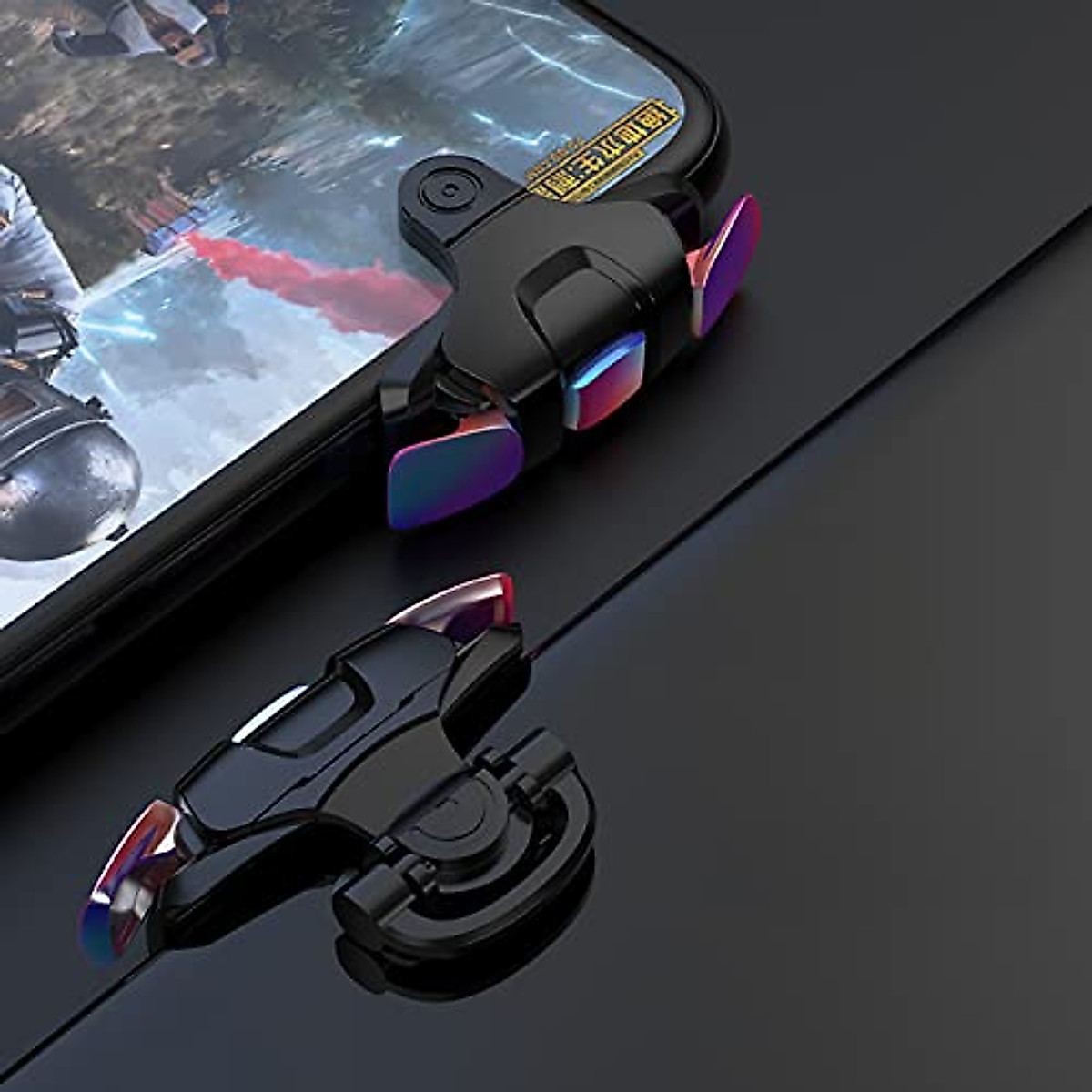 TEESSO Mobile Trigger, Game Controller for iPhone Android, PUBG Cellphone Gaming Joystick 4 Fingers Operation, with Sensitive Shoot Aim Keys for Fornite/Knives Out/Rules of Survival (blue)