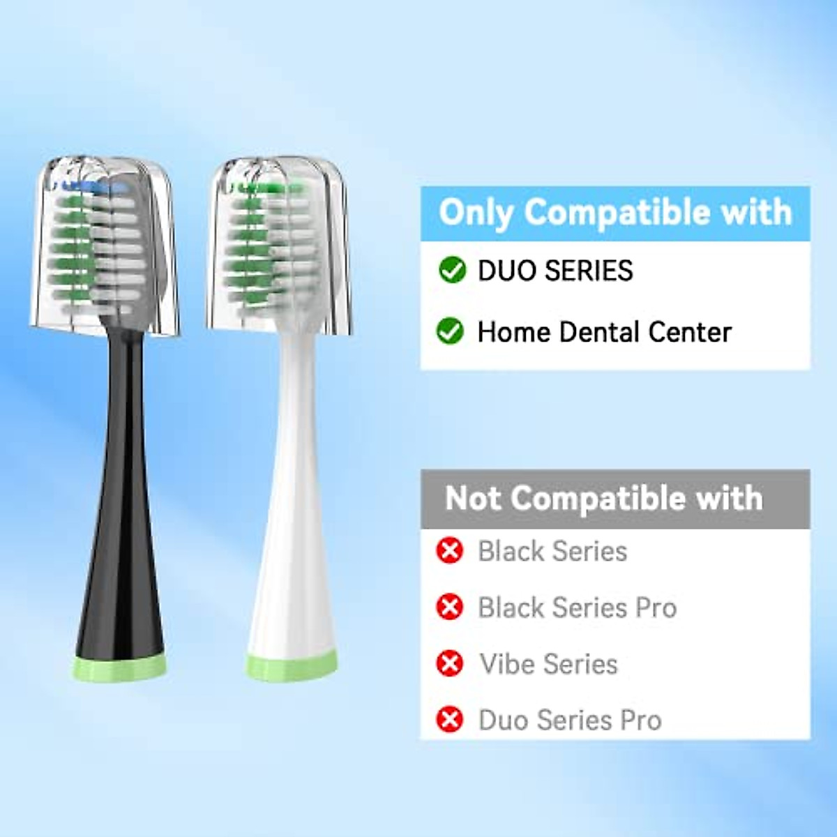 Replacement Brush Heads with Covers for AquaSonic Duo, 4 White & 4 Black Toothbrush Heads