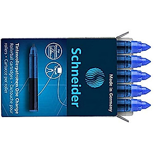 Schneider One Change Rollerball Refill Cartridges, 0.6 mm, Blue Ink, Box of 5 Refill Cartridges (185403)