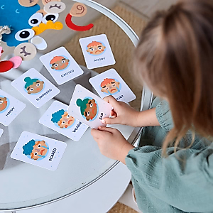 Social Emotional Games for Kids & Toddlers - Make Faces to Describe Feelings & Emotions - 9 Emotion Cards - Social Emotional Learning Activities Toy for Home Classroom - Gift for 3 4 Year Old Girl Boy