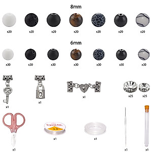 Stone Beads for Jewelry Making, Charm Bracelet Making Kit 450Pcs Beads for Bracelets Making Kit DIY Magnetic Bracelets for Couples Lovers