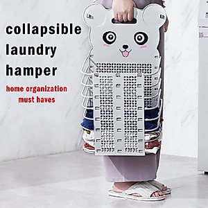 Laundry Hamper Bag Plastic Hanging Collapsible Slim Mesh Dirty Clothes Laundry Travel Baskets Hamper Bags for Bedroom Organization grey