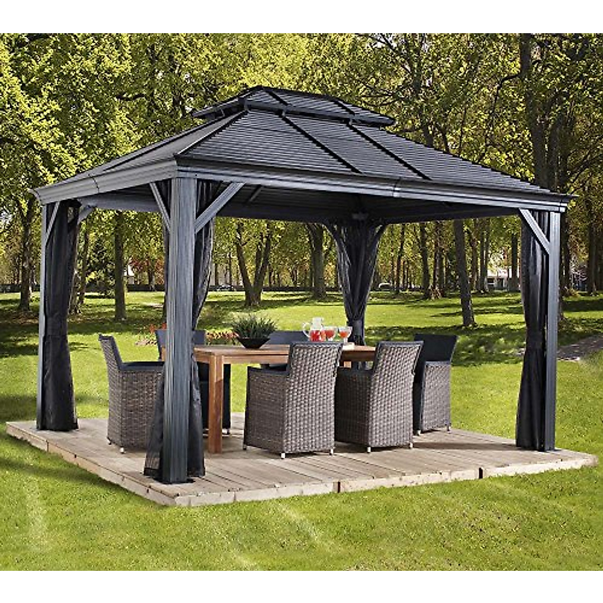 Sojag Outdoor 10' x 14' Mykonos Double Roof Hardtop Gazebo Outdoor Sun Shelter