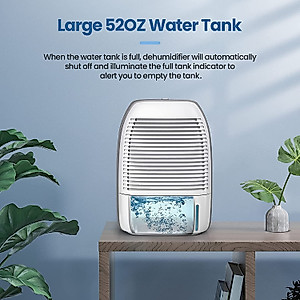 Afloia Dehumidifier for Home 52oz(1500ml) Capacity Ultra Quiet for 2200 Cubic Feet (250 sq ft) Portable Dehumidifiers for Bathroom, Bedroom, Dorm Room, Baby Room, RV