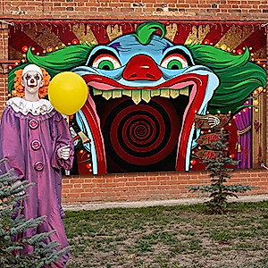 Halloween Clown Decorations Scary Carnival Backdrop Halloween Clown Banner Creepy Clown Background Photography for Horror Circus Carnival Halloween Party Decor Supplies Scary Evil Vampire (Creepy)