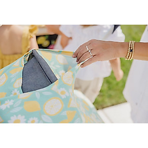 Copper Pearl Multi-Use Cover: Car Seat Covers, Nursing Cover, and Stroller Cover for Sun - Stretchy Fabric, All-Season Use, Stylish Designs, Easy Access for Moms - Lemon