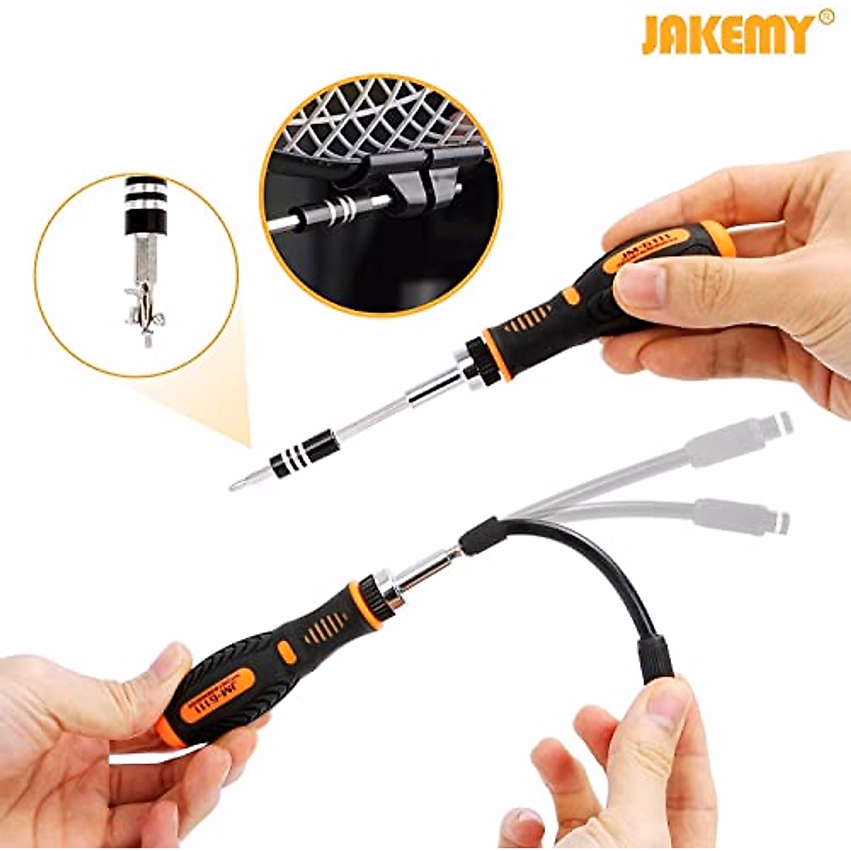 Household Ratchet Screwdriver Set, JAKEMY Precision Screwdriver Repair Tool Kit with 65 Magnetic Screw Driver Bits for Furniture Disassembling, Bike, Car, Computer Assembly, Electronic Devices