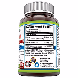 Pure Naturals Calcium D-Glucarate (500 Mg, 120 Tablets) Combines The Benefits Of Calcium With The Benefits Of Glucaric Acid. Supports Body's Detoxification Function By Helping The Liver & Kidney To Pr