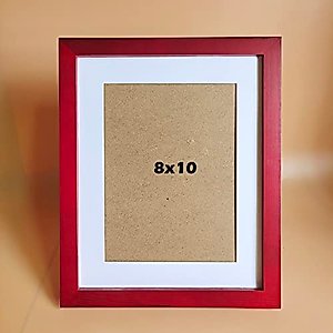 KELE MODEL 8x10 Picture Frames RED Solid Wood Frame, Plastic Panel (Film Needs to be Removed) Table or Wall.Front Window Opening 7.5x9.5 inch.