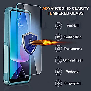 for Motorola Moto G Play 2023, Moto G Pure, Moto G Power 2022 Case with Tempered Glass Screen Protector, 2-in-1 Full Body Heavy Duty Rugged Shockproof Protective Phone Cover, Mint Green