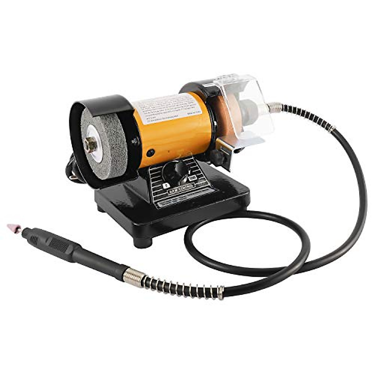 3" Multipurpose Mini Bench Grinder Polisher with 31" Long Flexible Shaft and Accessories, Variable Speed Dial 0-10000 RPM, 110V 150W Single Phase Motor