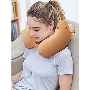 Travel Pillow for Kids & Adults, Memory Foam U-Shaped Neck Pillow, Convenient Cute Neck Support Cushion for Home Office Camping Travelling Airplane Car Train(Shiba Inu)